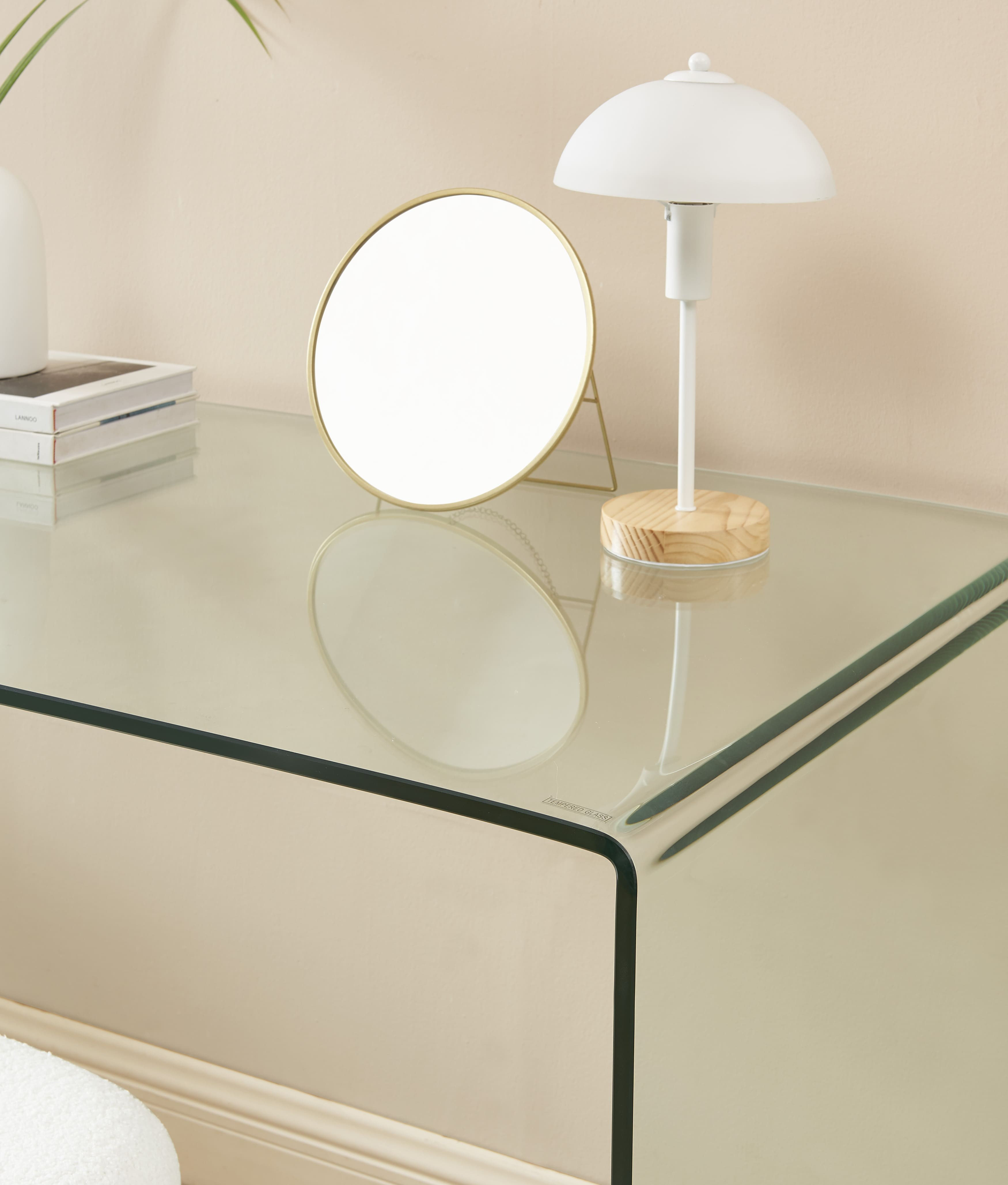 Ivy Bronx Richlyn desk clear tempered glass L47.24 in | Wayfair