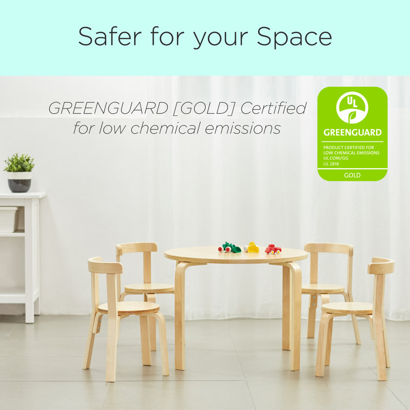 ECR4Kids Bentwood Round Table and Curved Back Chair Set, Kids Furniture ...