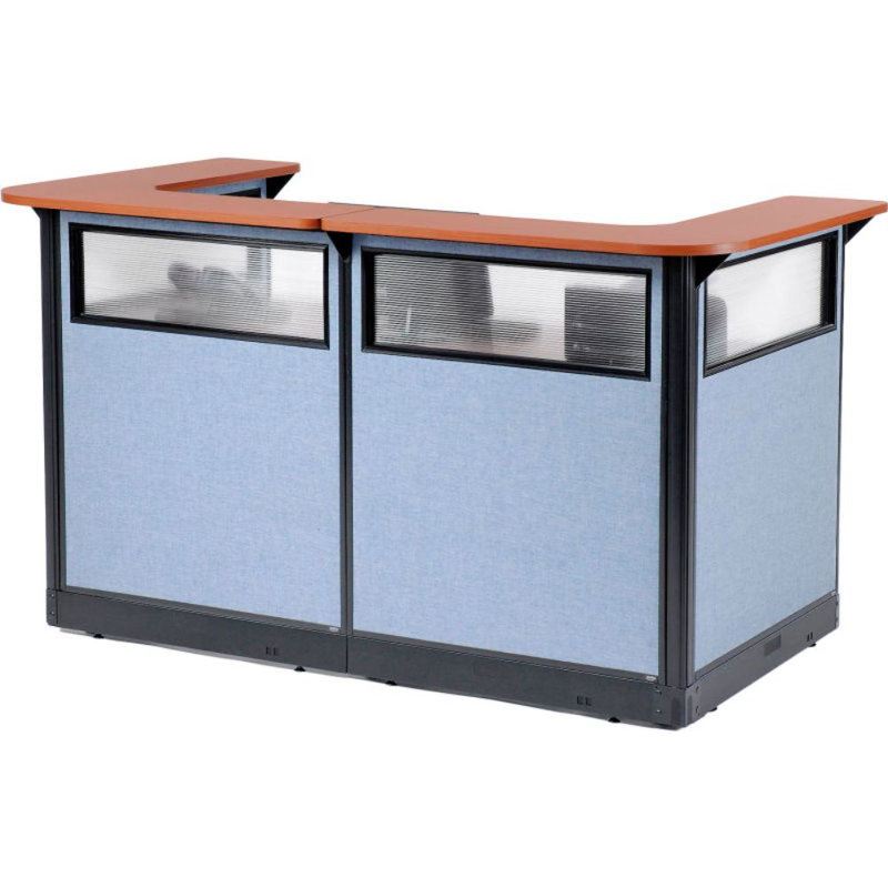 Interion U-Shaped Reception Station W/Window 88" W X 44"D X 44"H Cherry ...