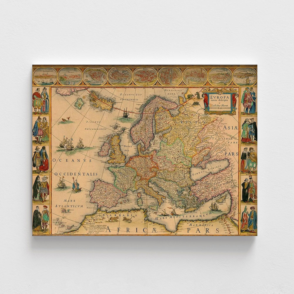 WeFrameArt Map Of Europe By Vintage Maps, Europe Map Print, Old ...
