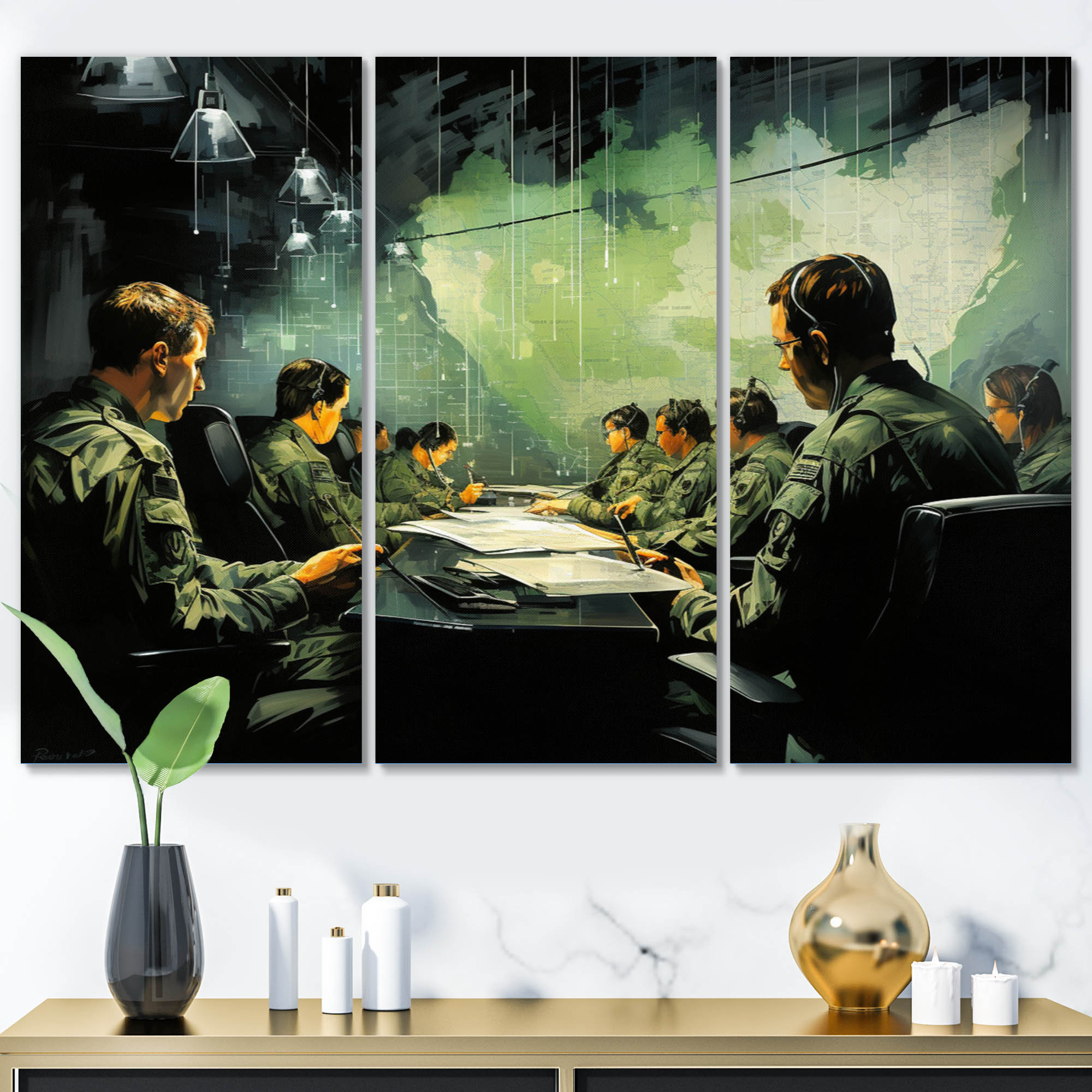 Winston Porter Military Mission Command II On Canvas 3 Pieces Print ...