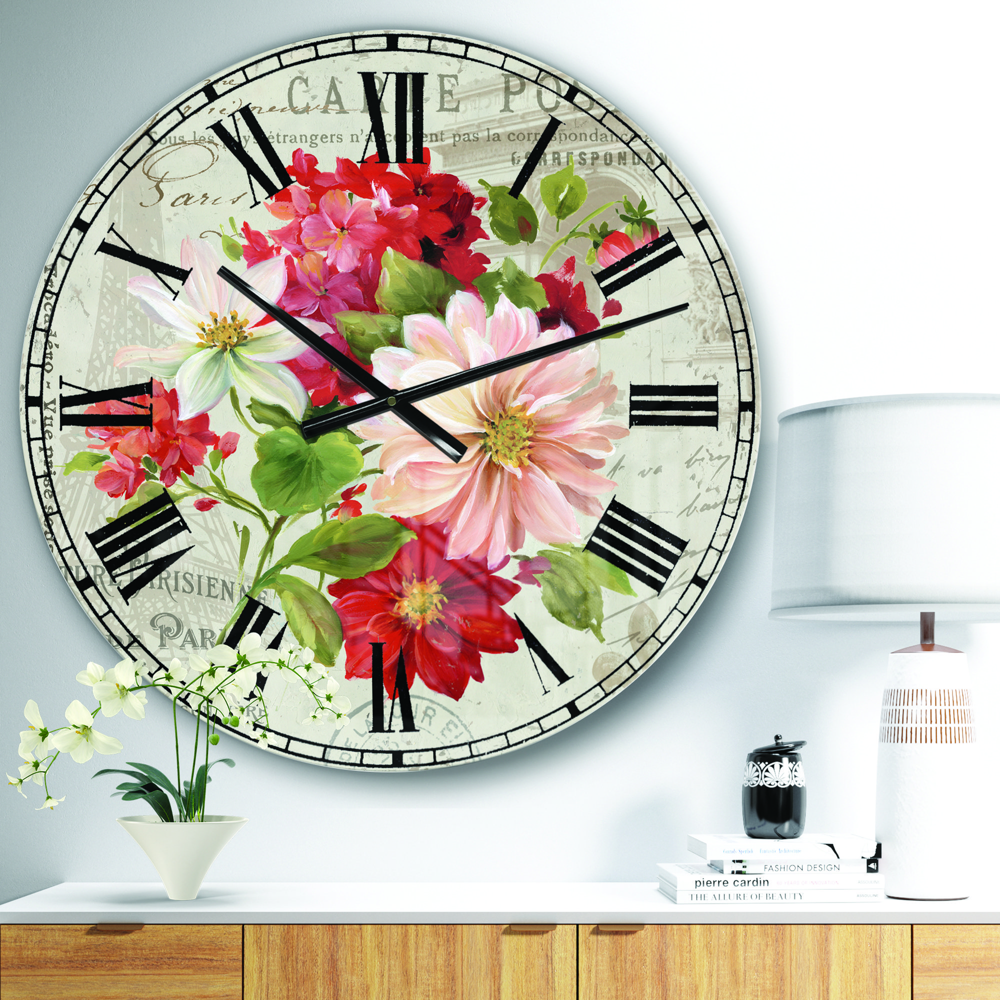 The Twillery Co. Red Painted Flowers on Vintage Postcard II - Farmhouse ...