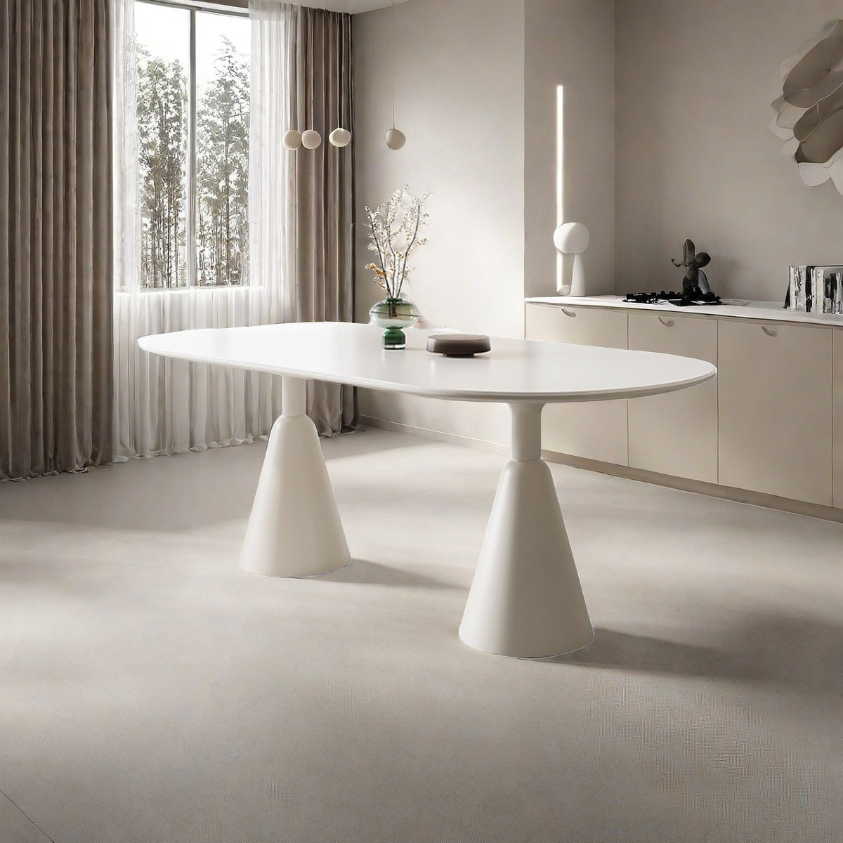 Beicang Home Modern Cream Marble Dining Table | Wayfair