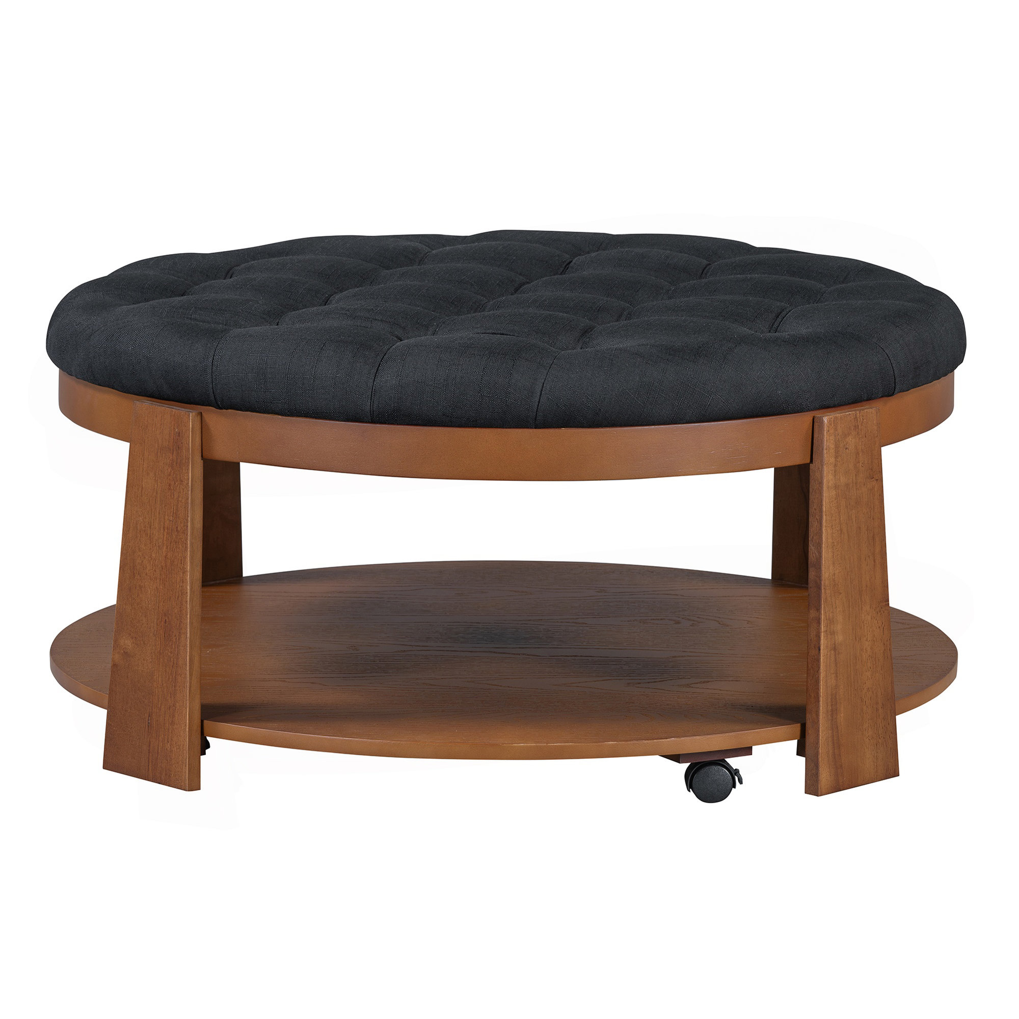 Latitude Run® Modern Large Round Ottoman Coffee Table 2-Tier Oversized ...
