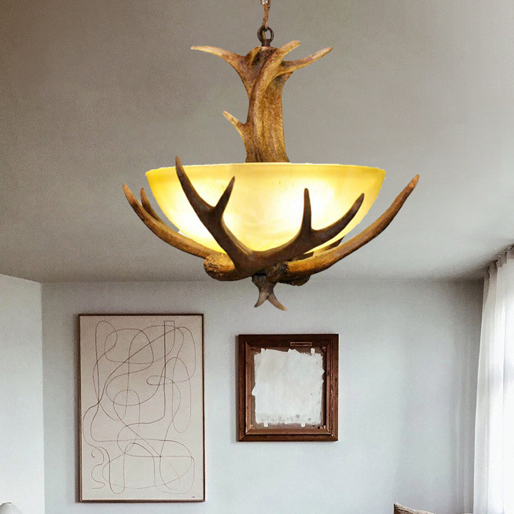 Millwood Pines 3-Head Antler Chandelier, Rustic Retro Chandelier Faux ...