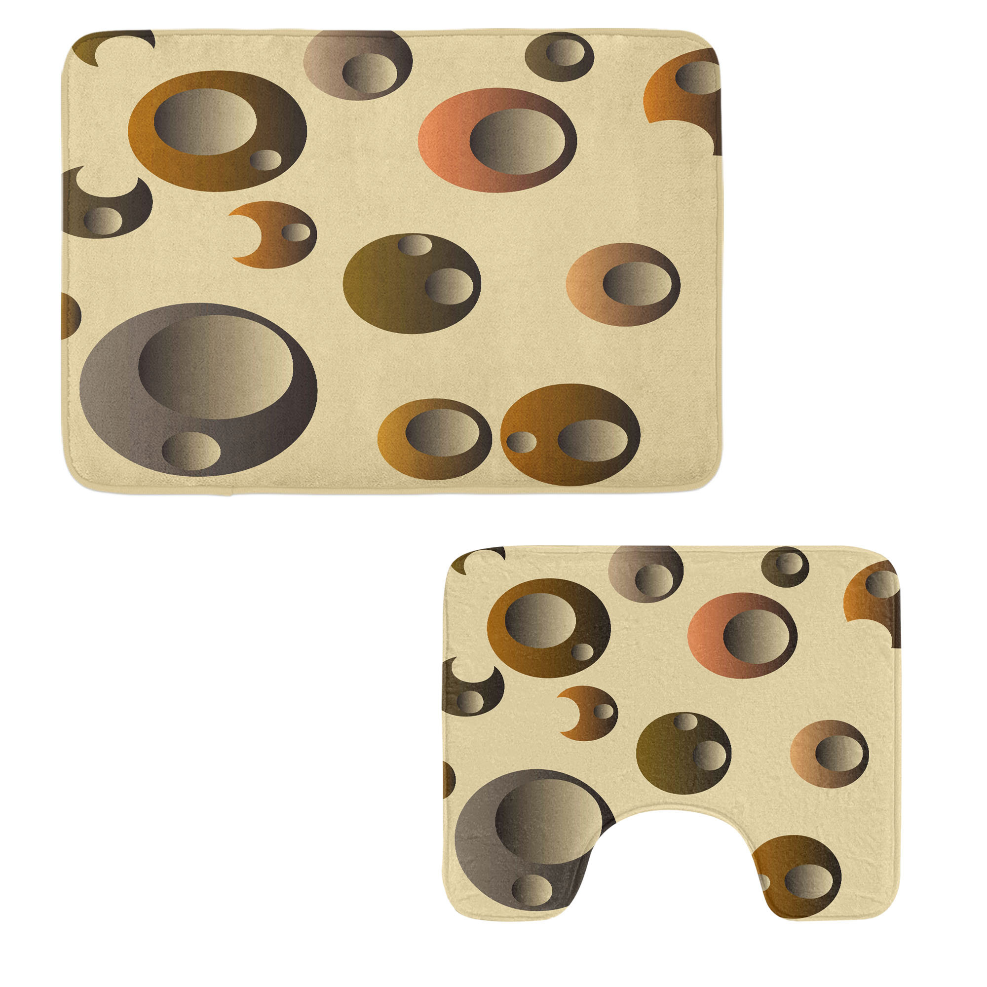 East Urban Home Abstract Bathroom Rug Set 2 Pieces Rectangle & Contour ...