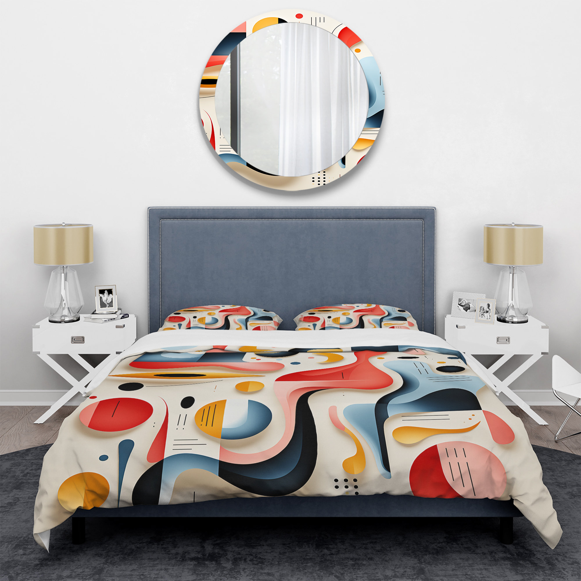 Design Art Blue And Red Minimalism Form II - Abstract Duvet Cover Set ...