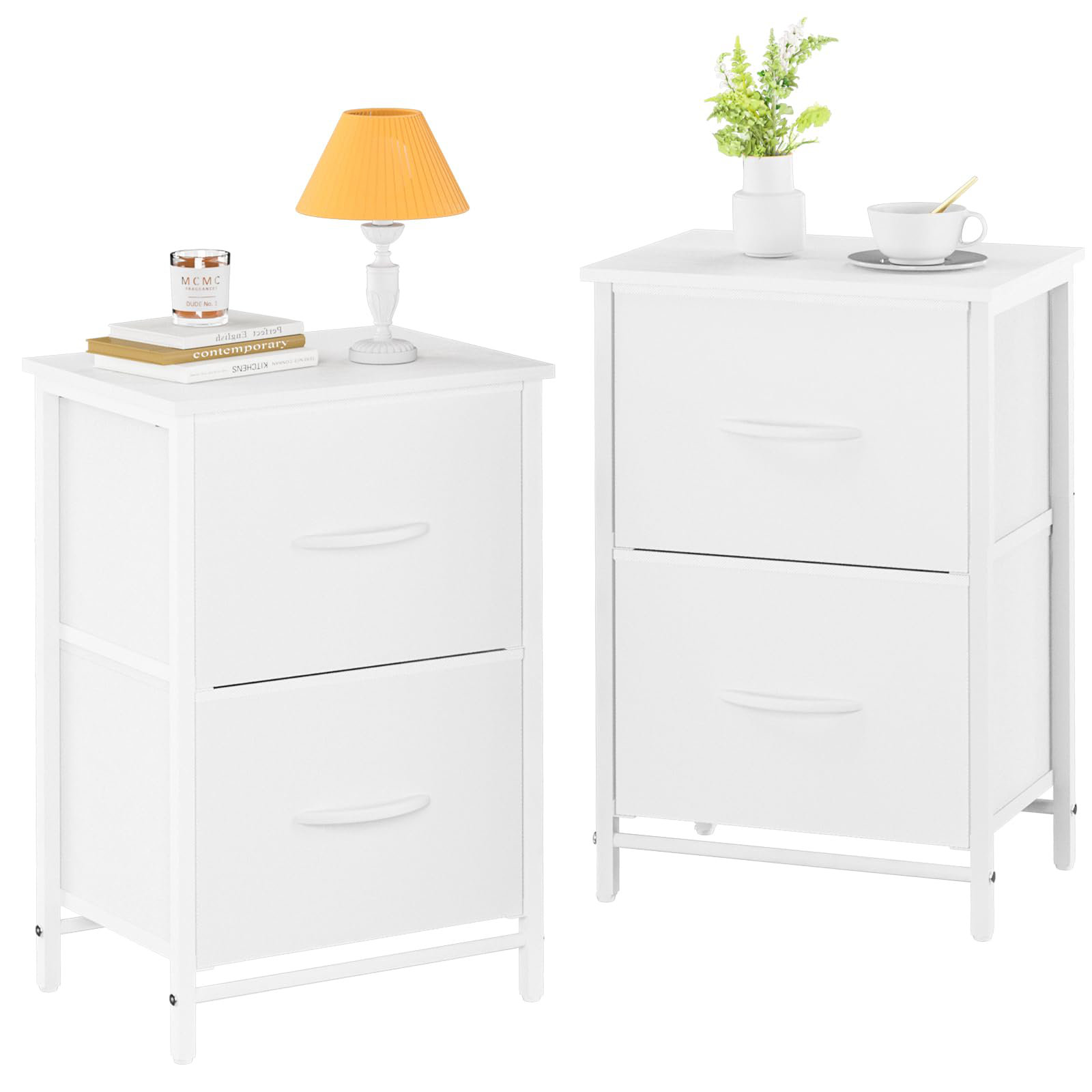 Ebern Designs Florman Bedside Table Set 2, Bedside Table With 2 Drawers ...