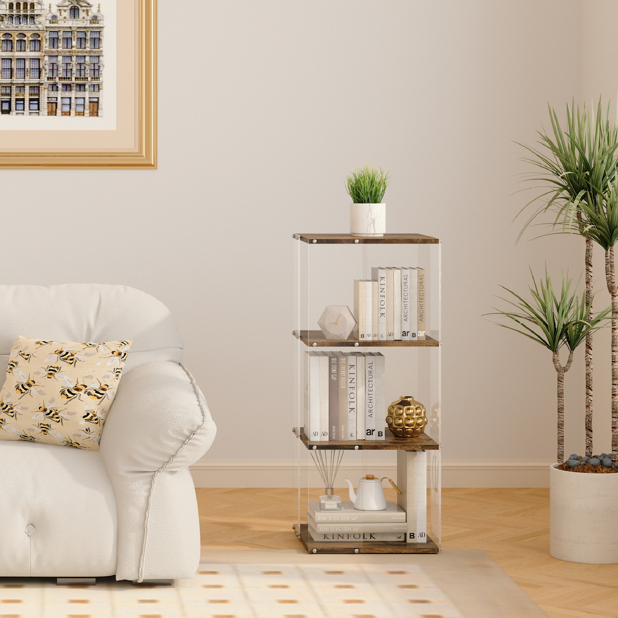 17 Stories Vinicia Bookcase, 3 Tier Display Case, Bookshelf, Floor ...