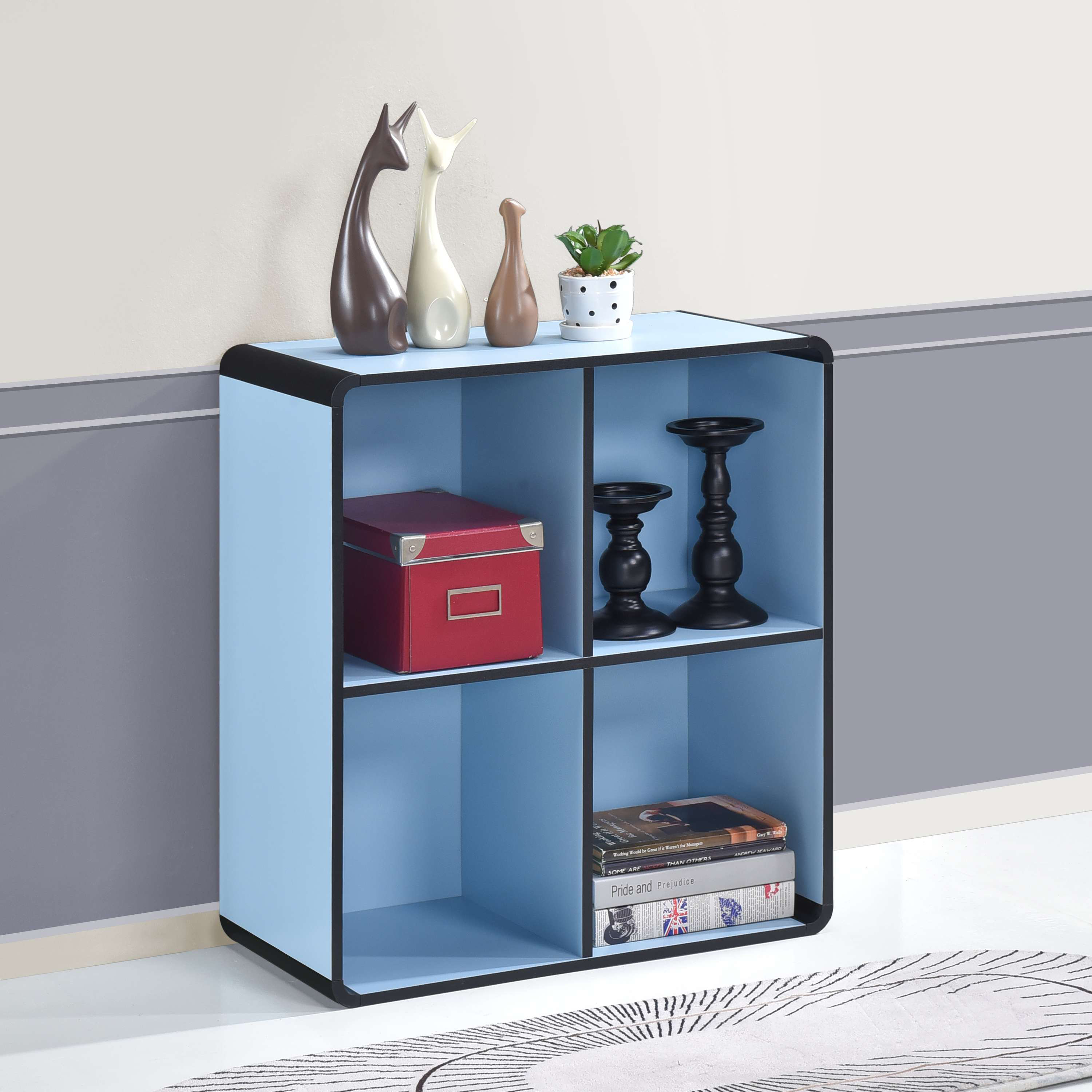 Ebern Designs Torrent Wood 4-Cubed Open Bookcase - Storage Shelf ...