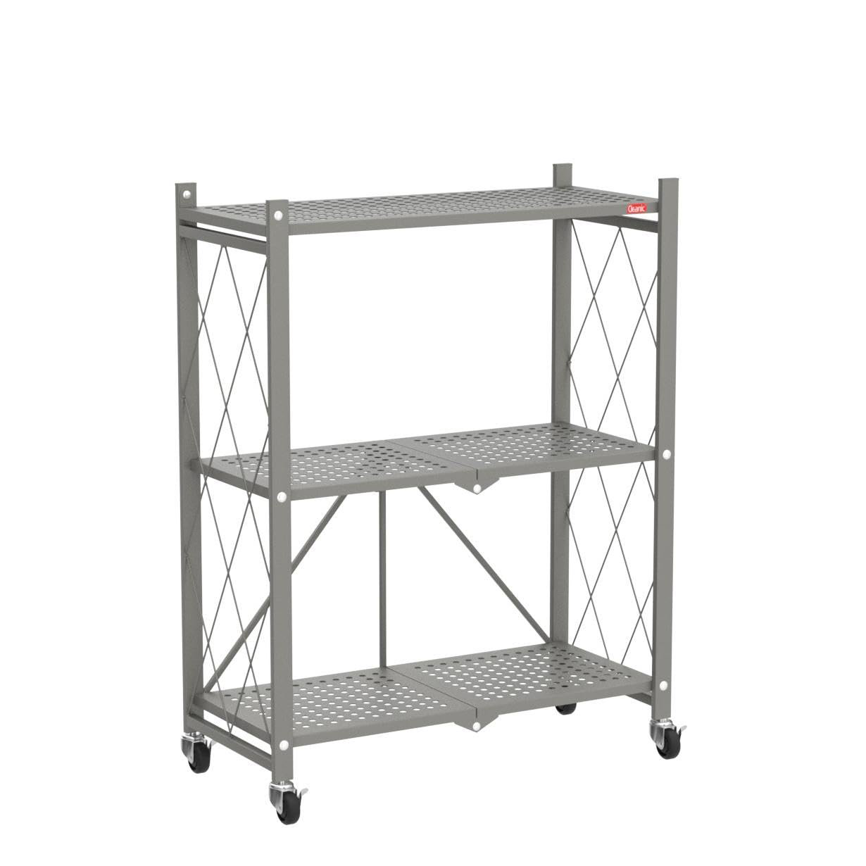 Rebrilliant 3-Tier Foldable Wire Shelving Unit With Wheels - Large ...
