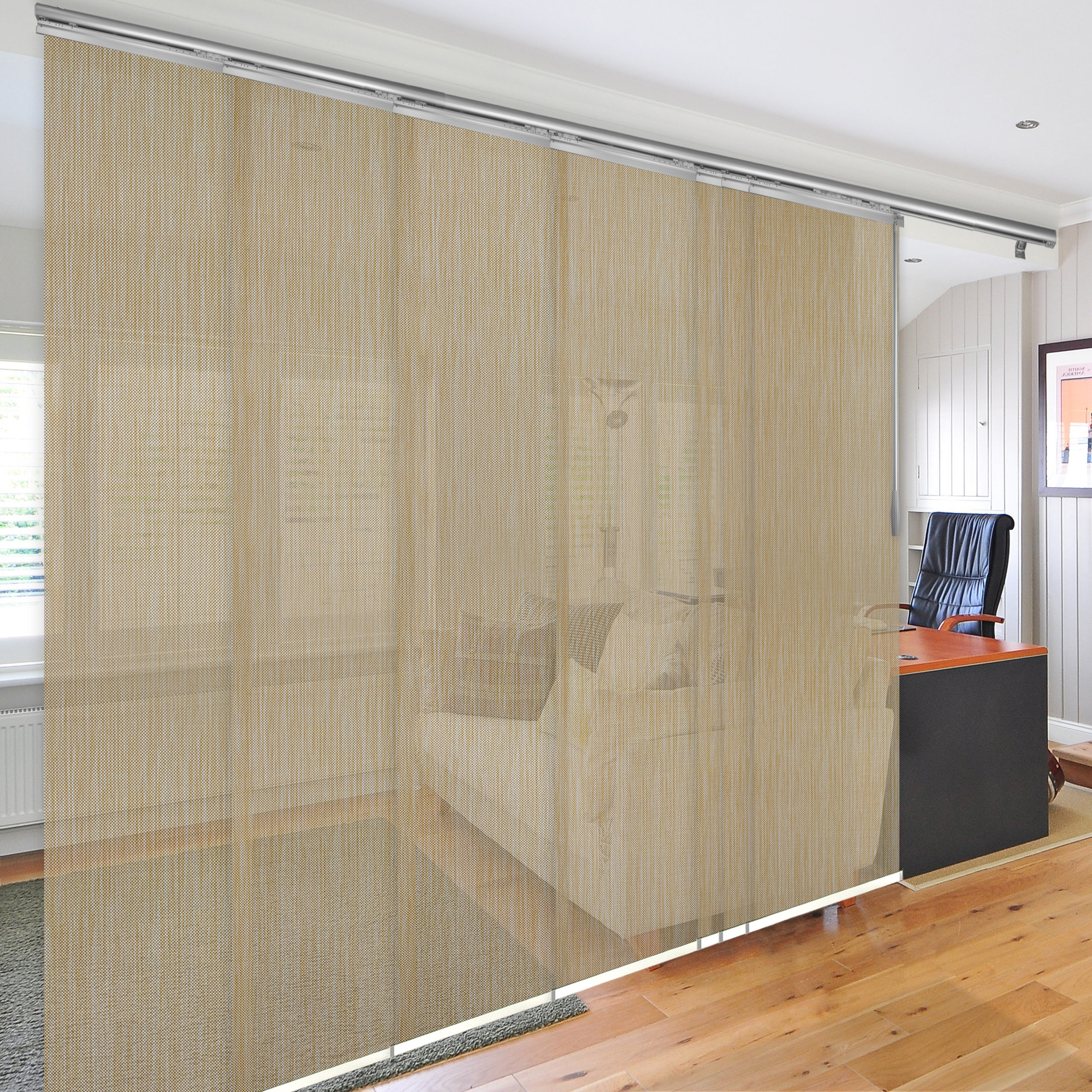 Rod Desyne Dappled Sand 7-Panel Single Rail Panel Track Extendable 110 ...