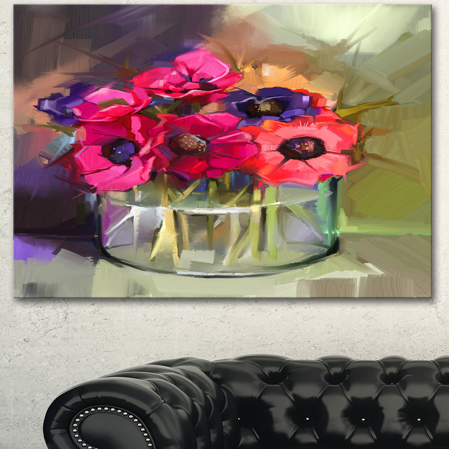 Design Art 'Red Anonymous Flower Bouquet' Painting Print on Wrapped ...