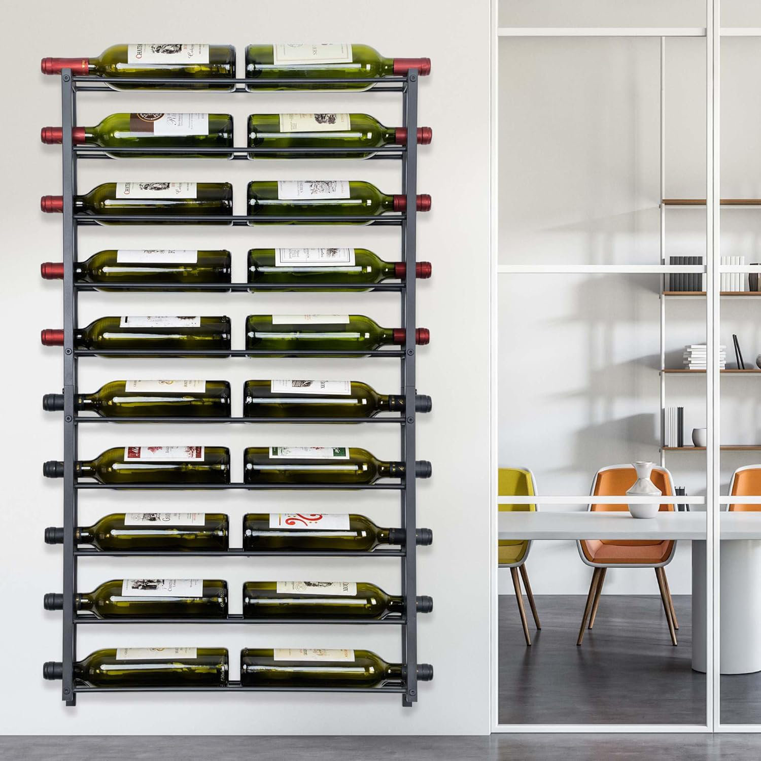Prep & Savour Wall Mounted Wine Rack For 20 Bottles - 4Ft Vertical Wine ...