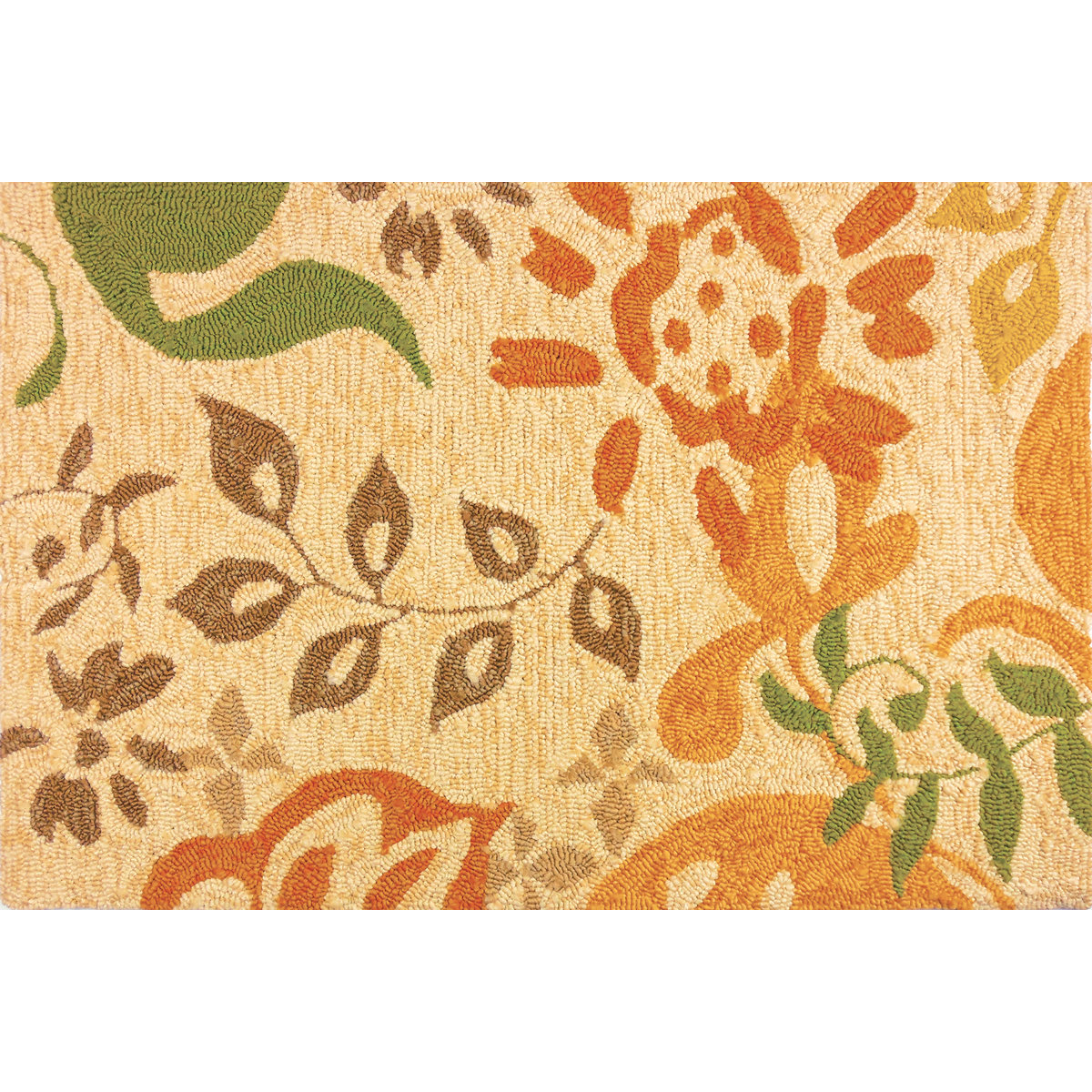 Red Barrel Studio® Schueller Floral Hand Hooked Beige/Orange Area Rug ...