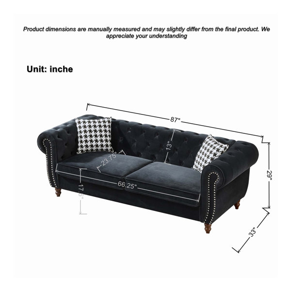 House of Hampton® Luxueux canapé Chesterfield rembourré en velours avec ...