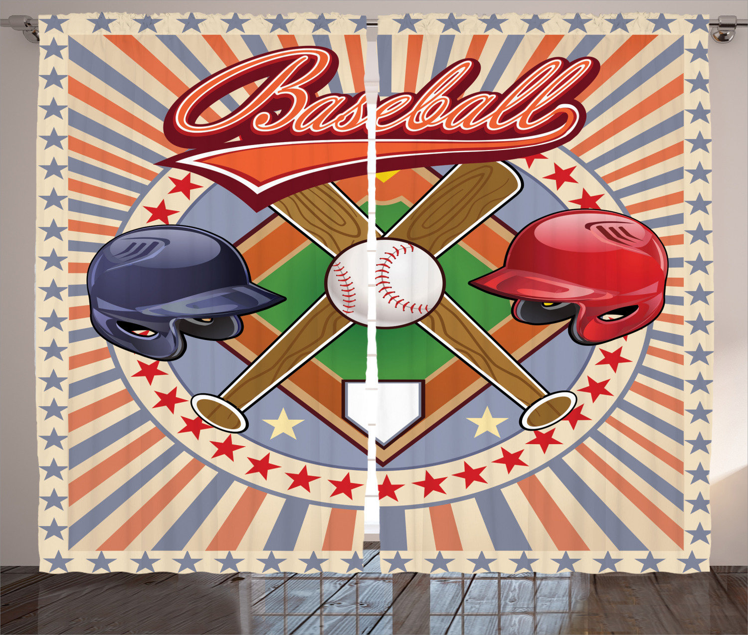 East Urban Home Baseball Semi-Sheer Rod Pocket Curtain Panels | Wayfair