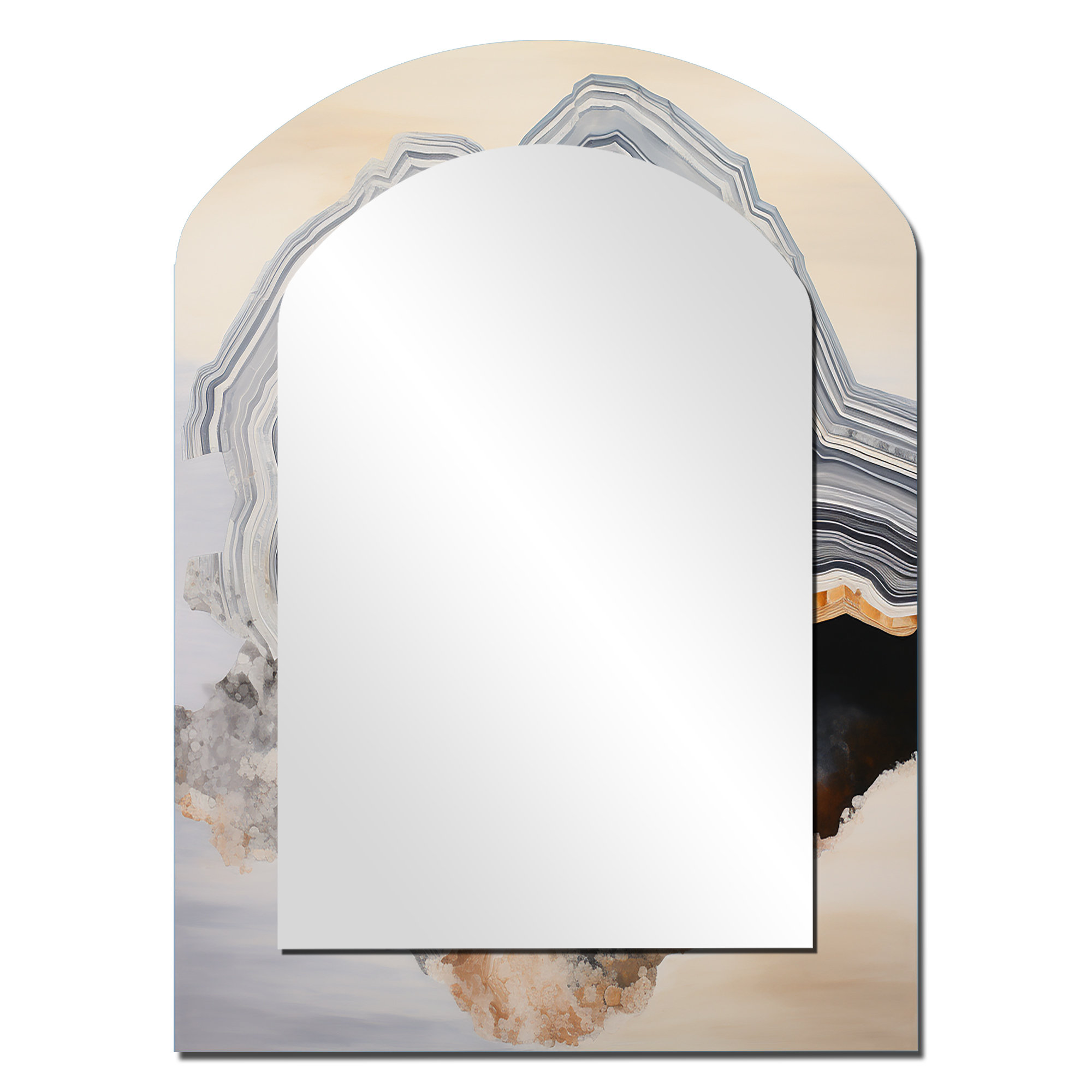 Dakota Fields Stone Geode Scenery Minimalism I - Beige Arch Wall Mirror ...