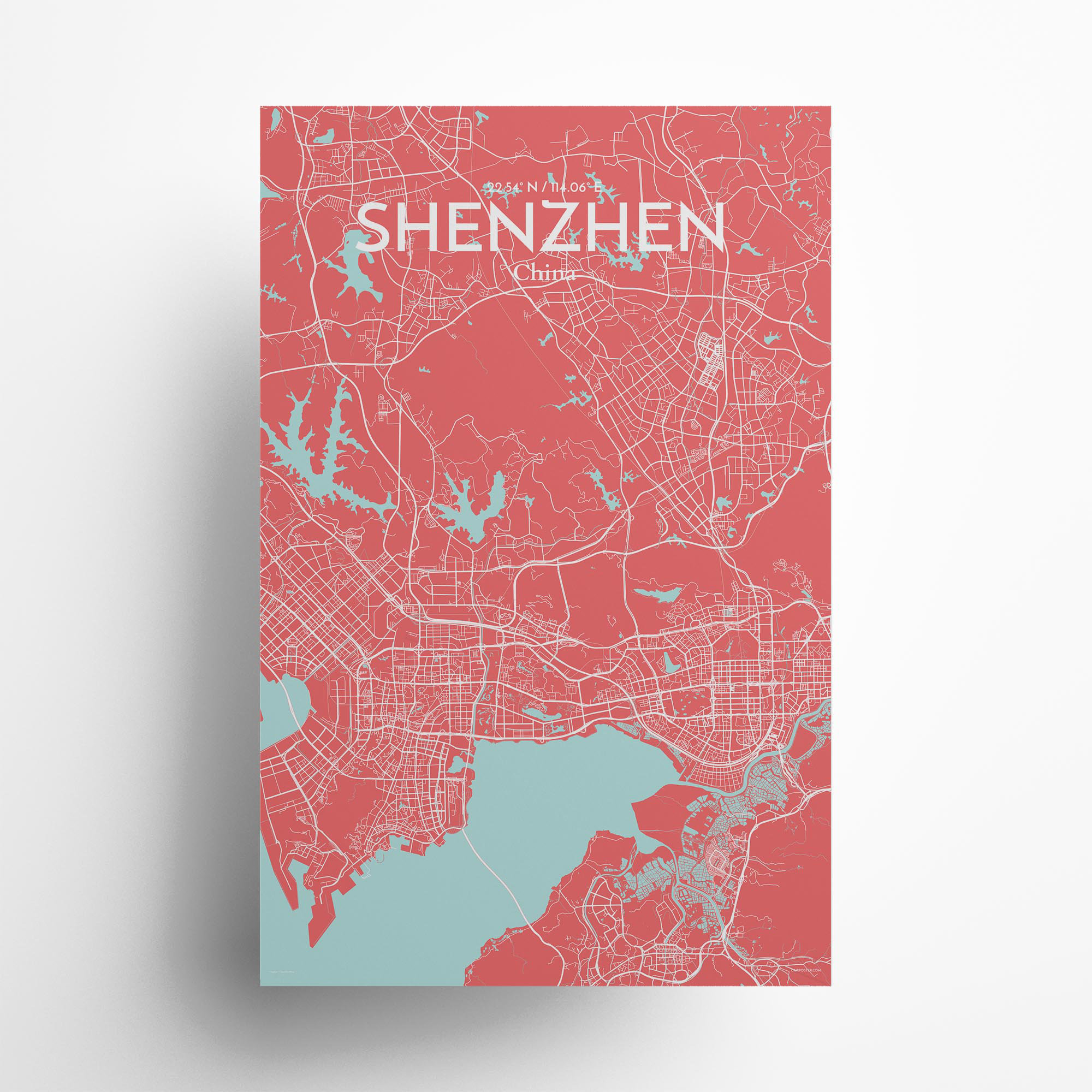17 Stories Shenzhen City Map Graphic Art In Maritime - Wayfair Canada
