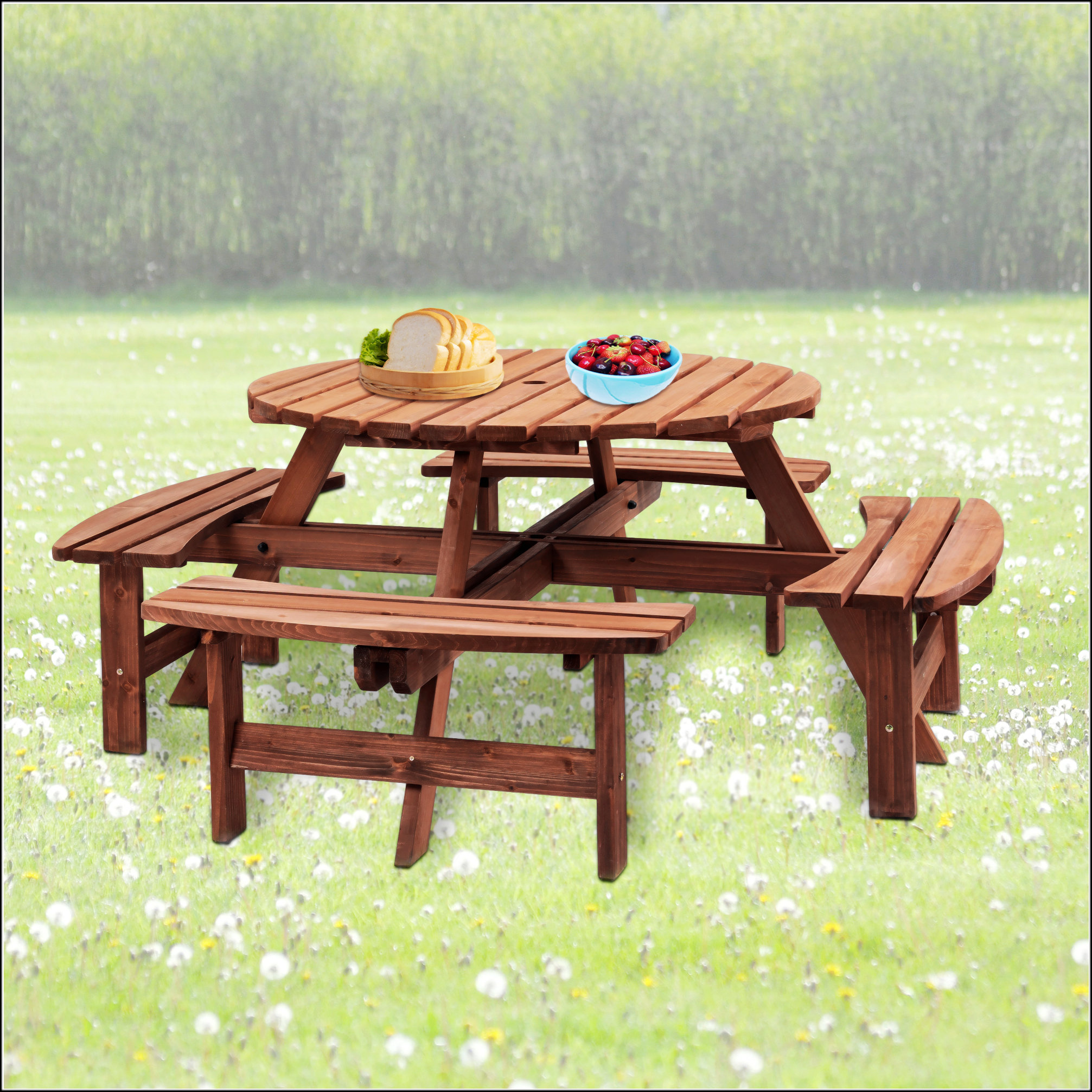 Red Barrel Studio® 8 Person Wooden Picnic Table | Wayfair
