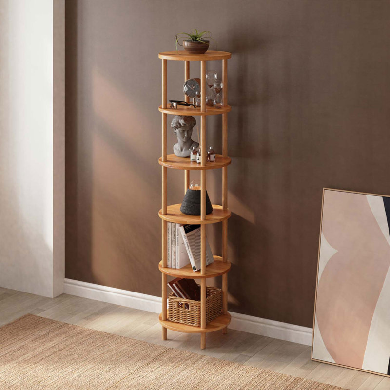 Demontha Solid Wood Tall Round Shelf Bookcase | Wayfair
