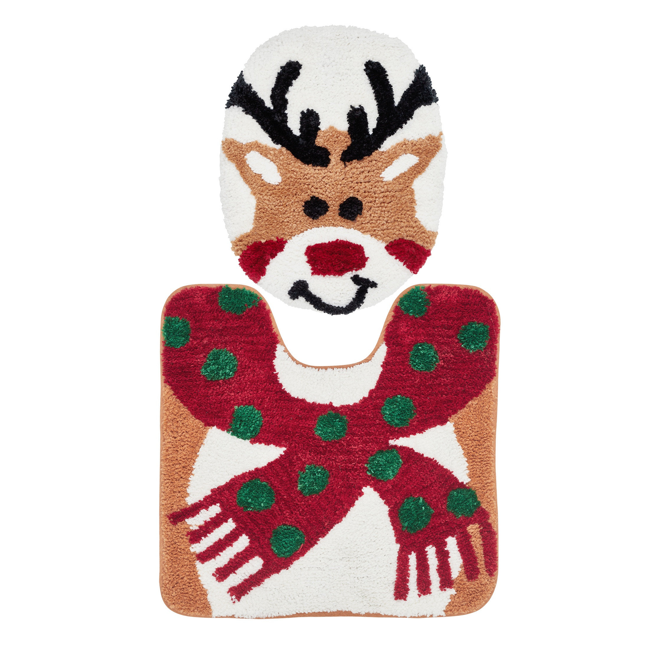 The Holiday Aisle® Home Multi Reindeer Holiday Bath Rug Set, 2 Count ...