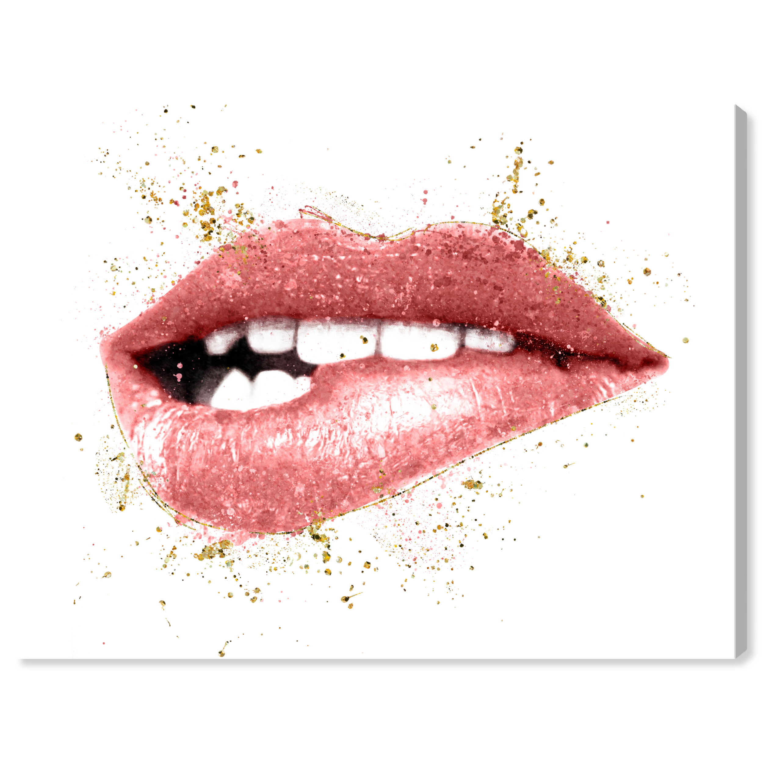 House of Hampton Fashion and Glam Blush Lip Bite Glam Pink Canvas Wall ...