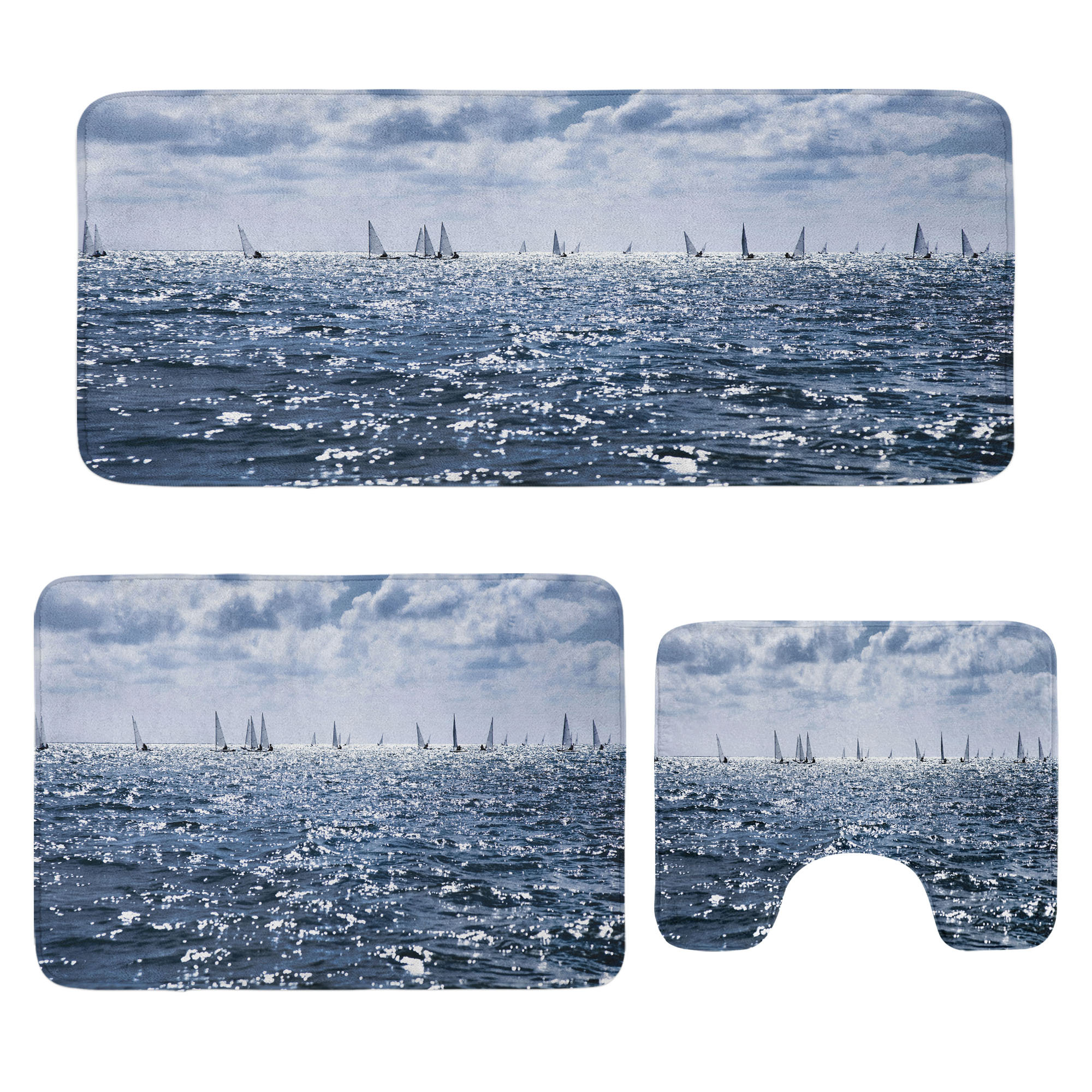 East Urban Home Nautical Bathroom Rug Set 3 Pieces U-Shape & Rectangle ...
