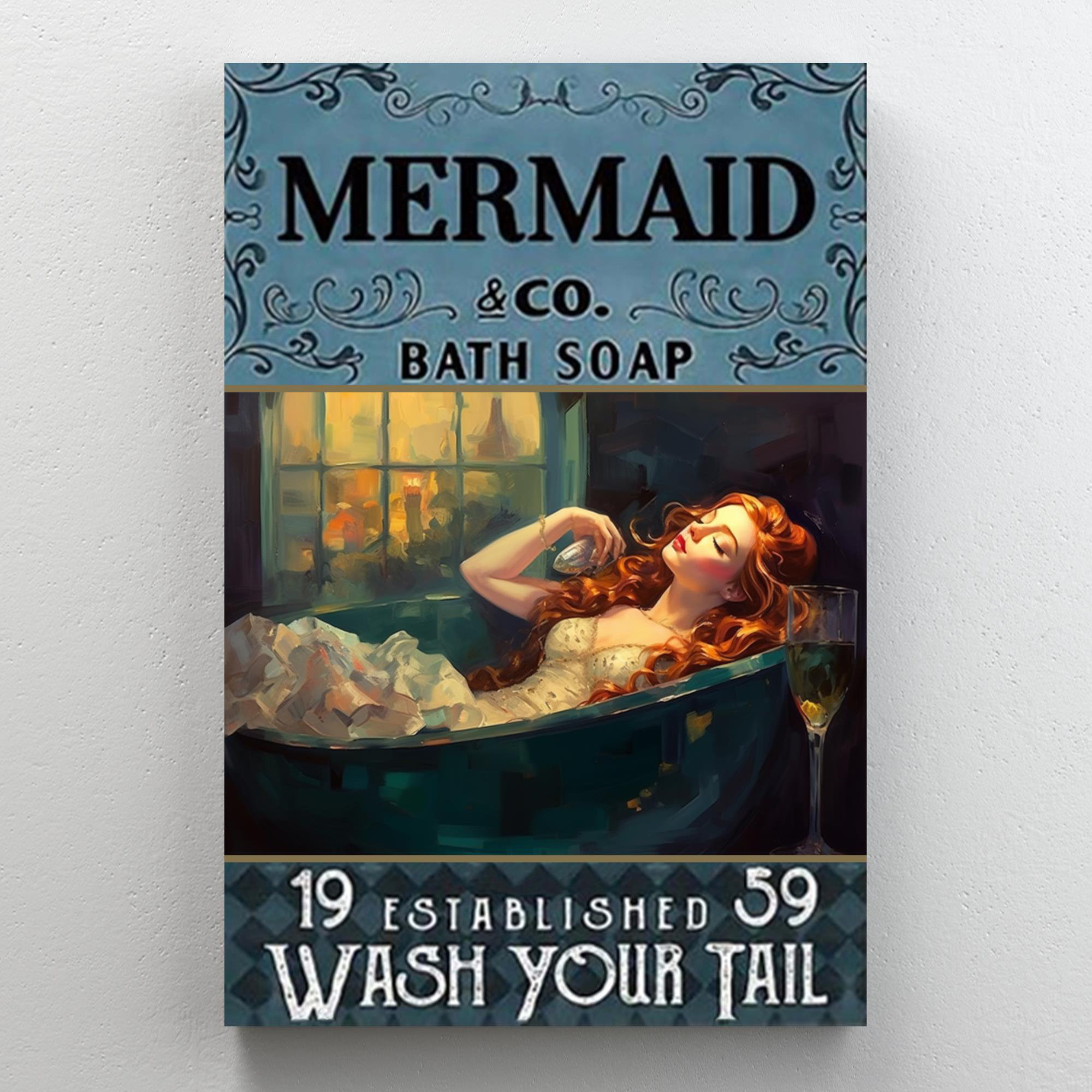 Trinx Mermaid Bath Soap 1 On Canvas Graphic Art | Wayfair
