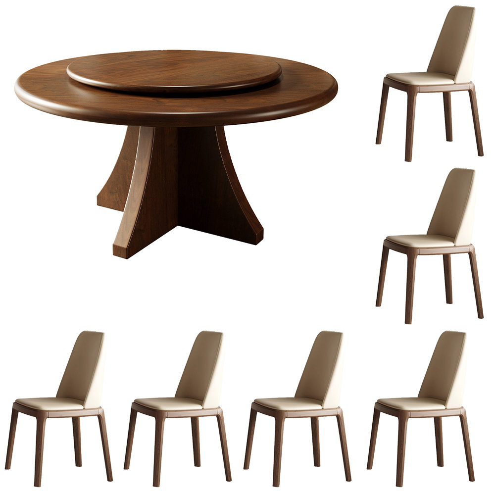 Waagy Modern simple solid wood round dining table set | Wayfair