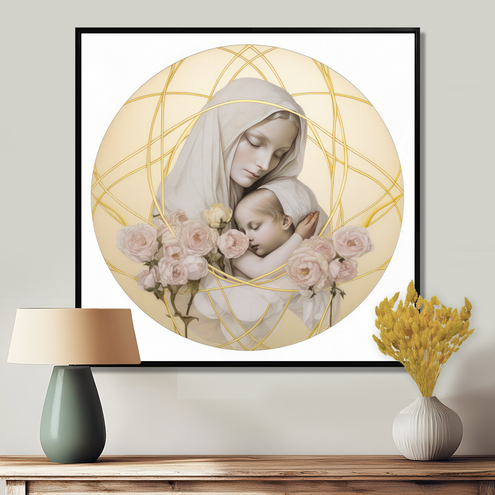 Charlton Home® " Holy Mary And Baby Jesus " Print on Canvas | Wayfair