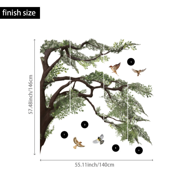 Winston Porter Oak Tree Branch Birds Set Plants & Flowers Wall Stickers ...