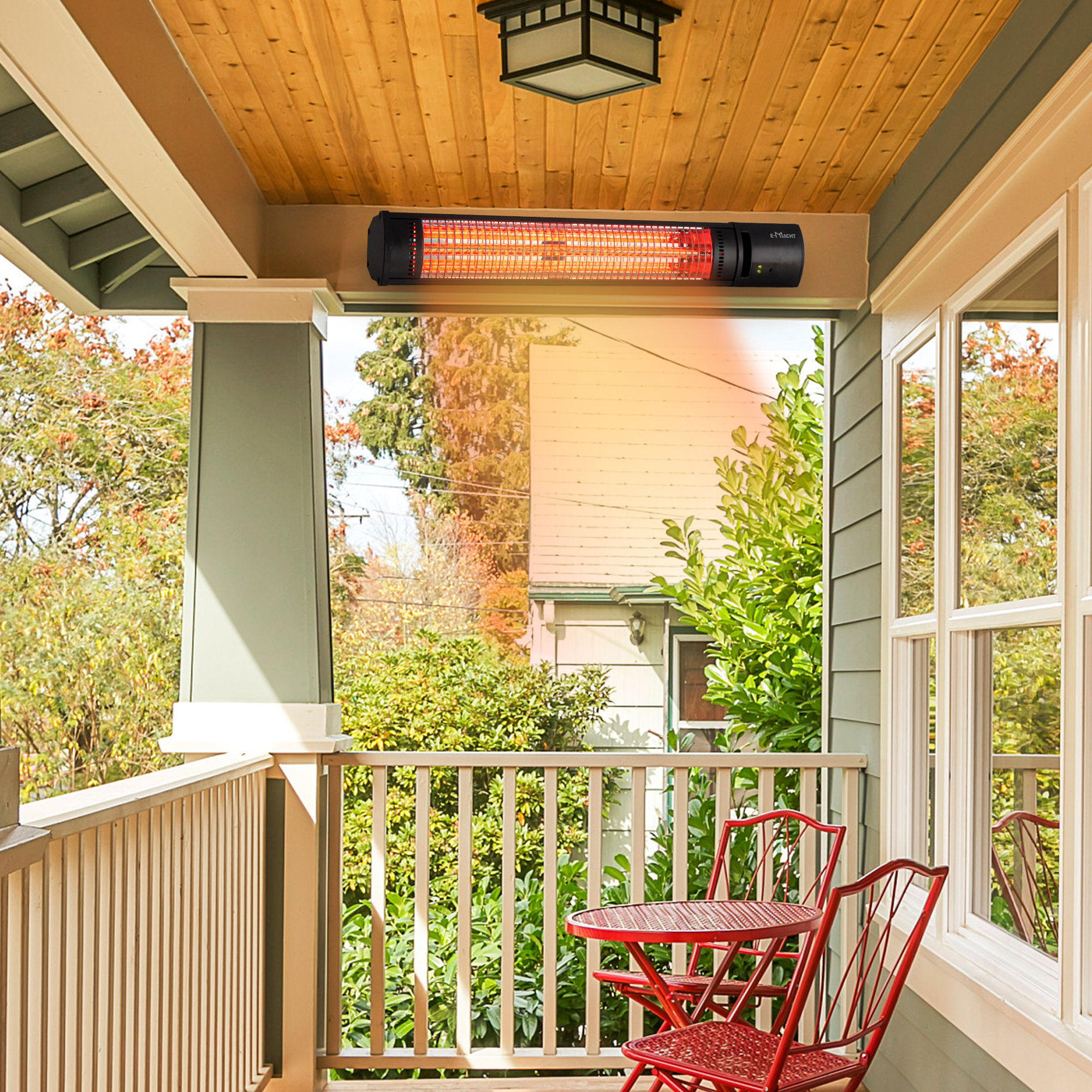 LUCKYREMORE 1500 Watt Electric Patio Heater Wall-Mounted Outdoor ...