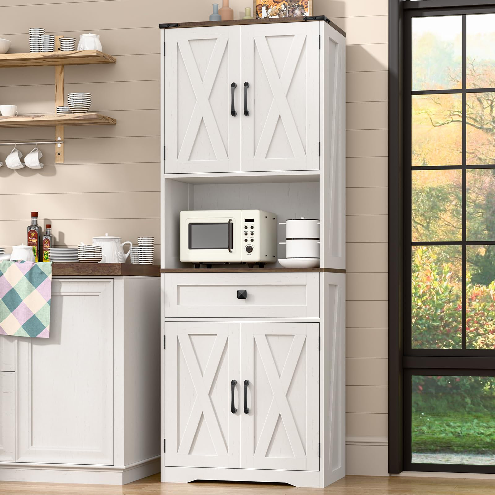Gracie Oaks Tall Kitchen Pantry Storage Cabinet | Wayfair