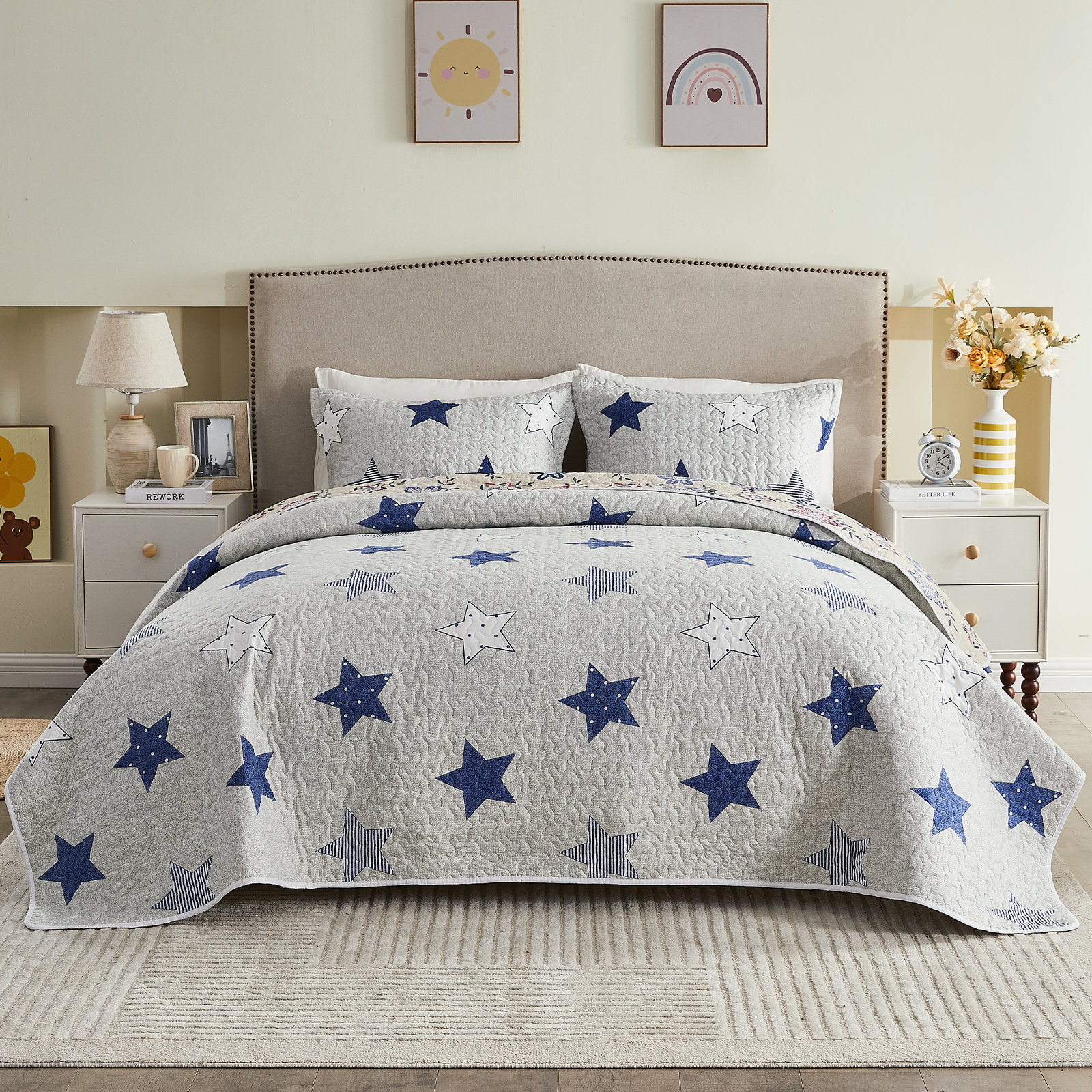 Teler Microfiber Print Quilt Bedding Set, Soft Lightweight Coverlet For ...