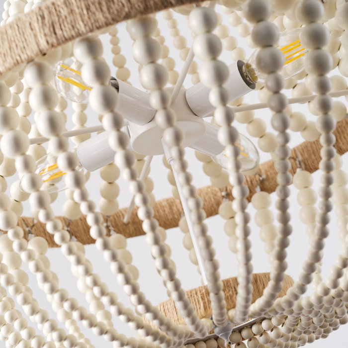 Langley Street Heald 4-Light Beads White/Brown Finish Dimmable Pendant ...