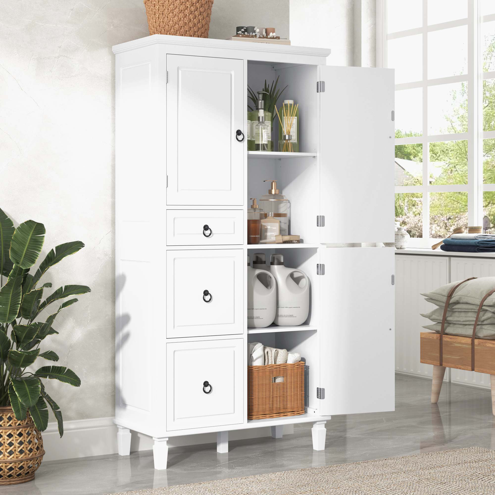 Longshore Tides Bathroom Storage Cabinet with Adjustable Shelves, 3 ...
