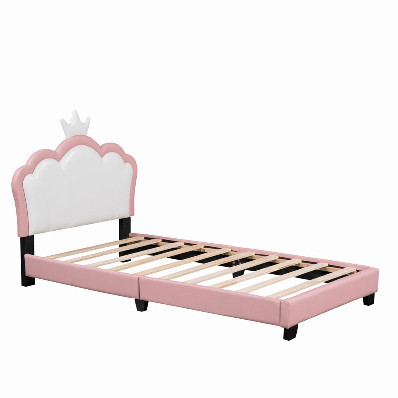 Union Rustic Full size Upholstered Princess Bed With Crown Headboard ...