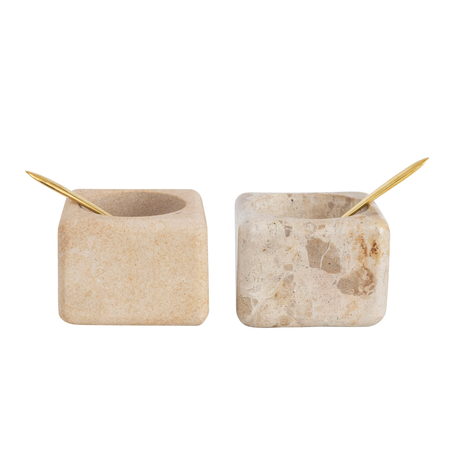 Creative Co-Op Marble/Sandstone Pinch Pot With Brass Spoon | Wayfair