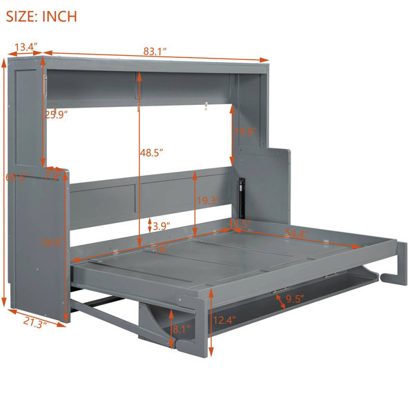 Red Barrel Studio Queen White Wall Bed With Hydraulic Hinges, Space And ...