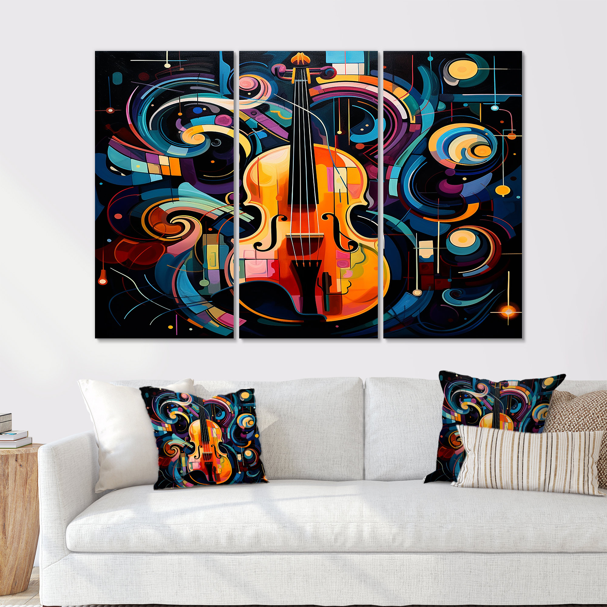 Lark Manor™ Frequencies Of Music Violin Retro Colors - Music Wall Art ...