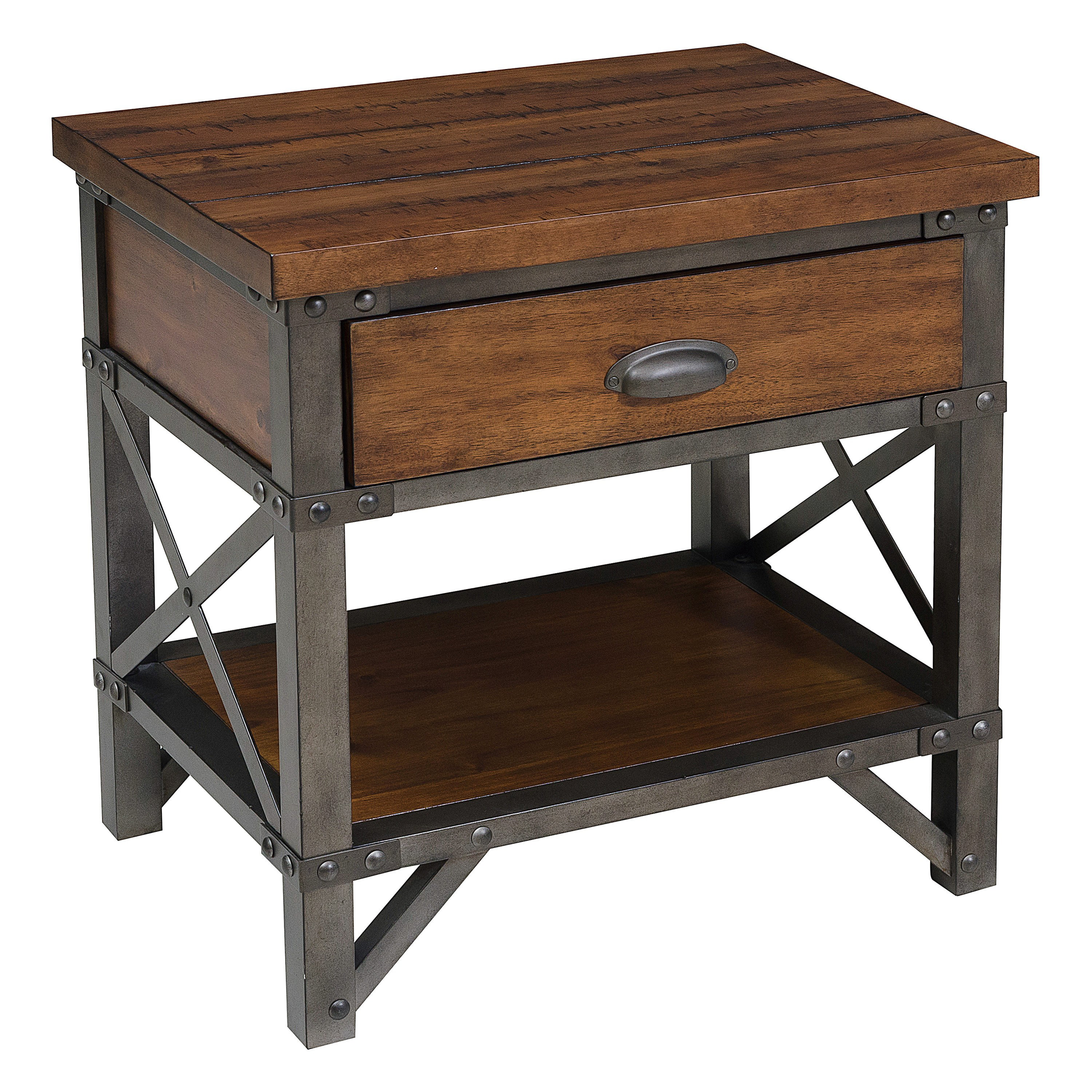 Williston Forge Haverhill Modern Rustic Brown Nightstand With 1 Drawer ...