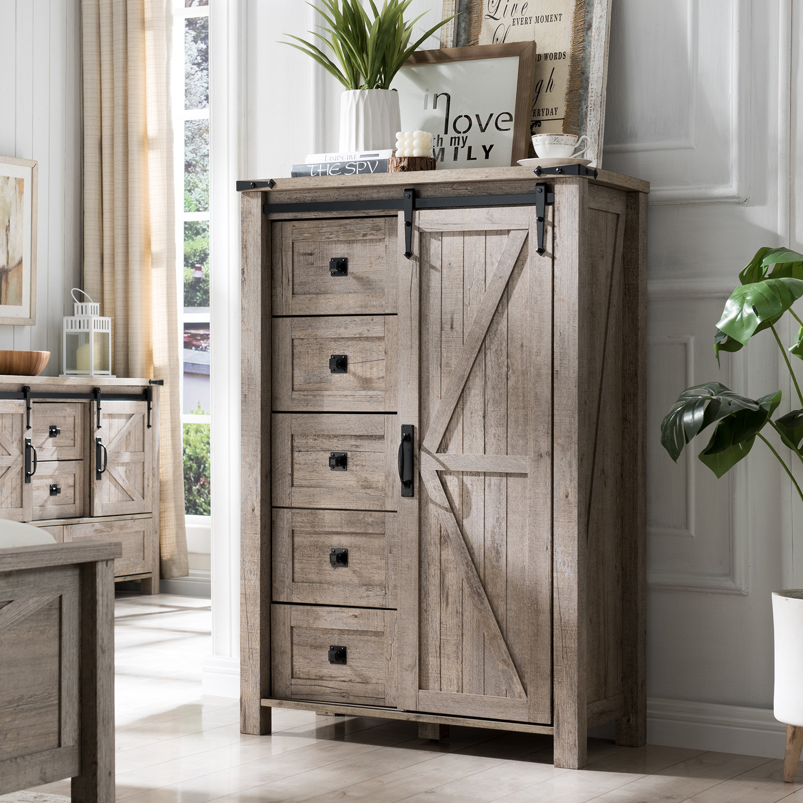 Gracie Oaks Farmhouse 5 Chest of Drawers, Tall Drawers Dresser with ...