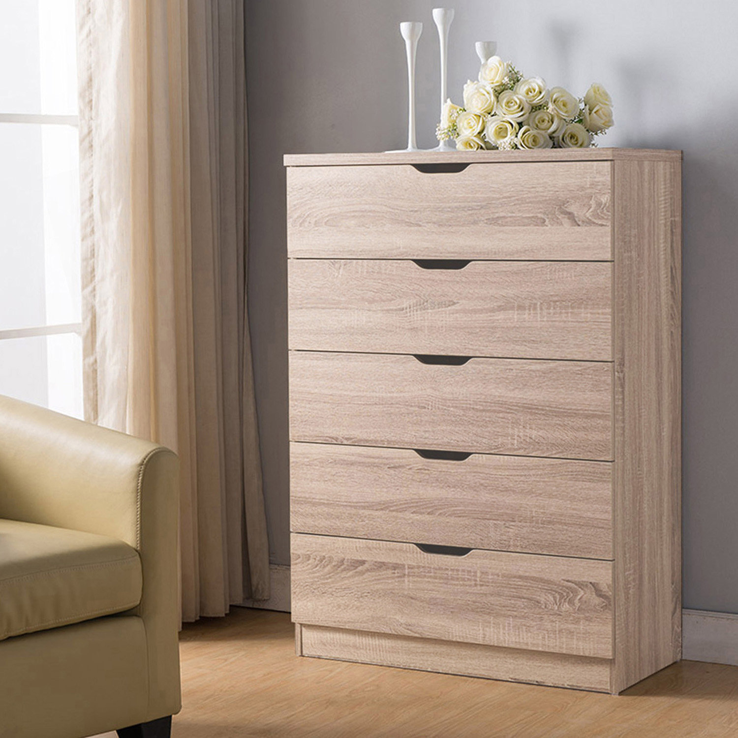 Ebern Designs Five Drawer Clothes And Storage Chest Cabinet | Wayfair