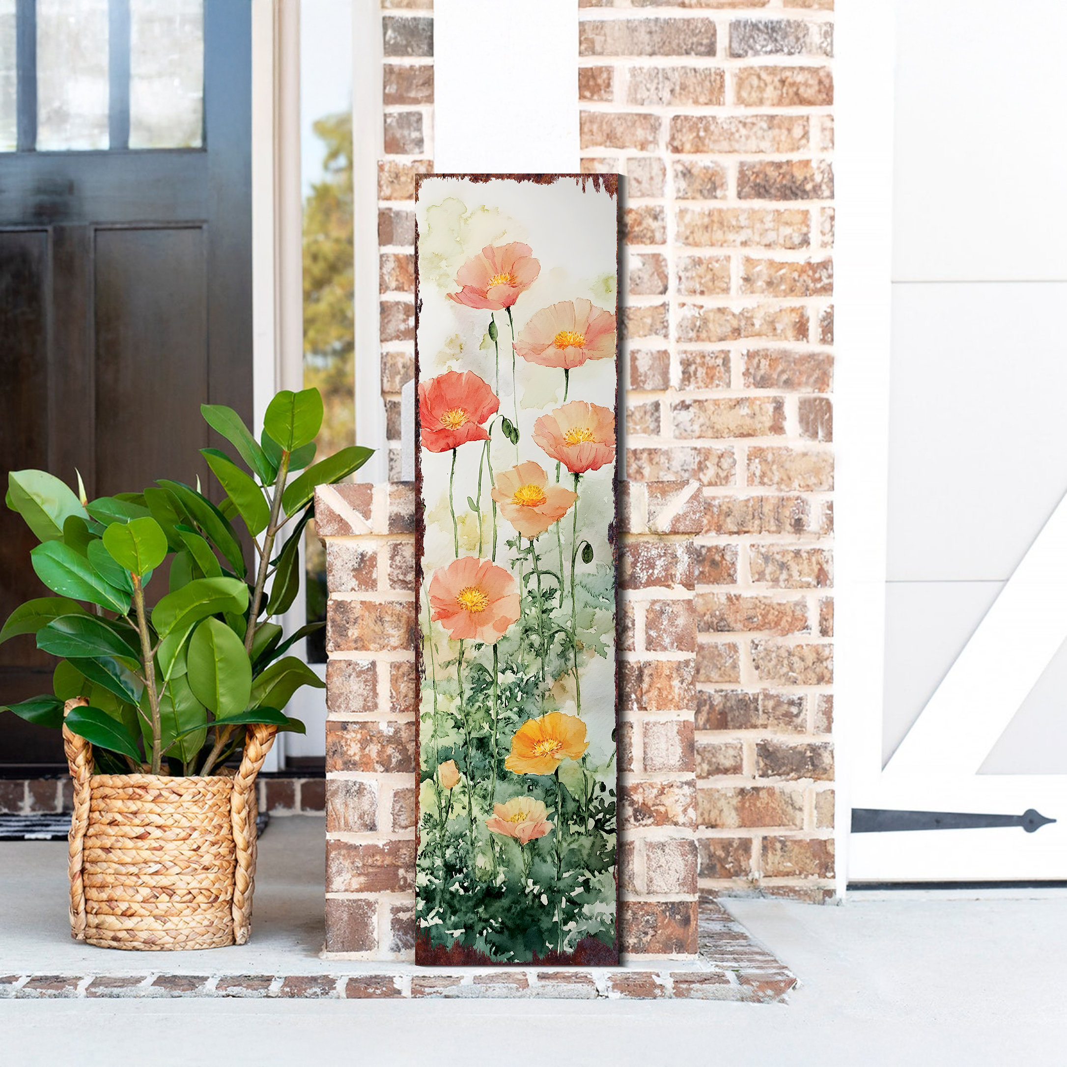 Winston Porter Spring Poppies Decor Porch Sign | Entryway Decor | UV ...