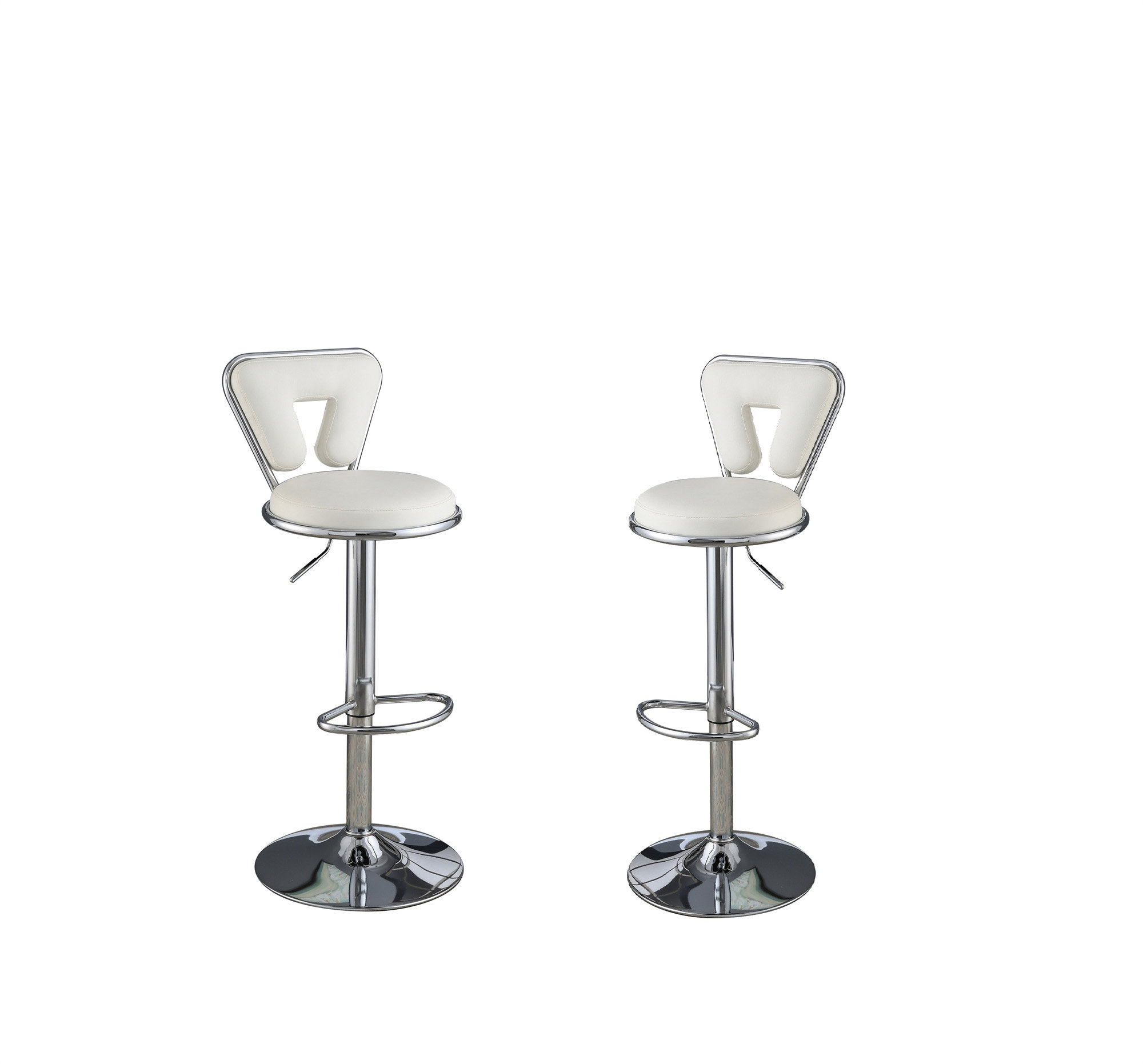 Orren Ellis Adjustable Bar Stool Gas Lift Chair Faux Leather Chrome ...