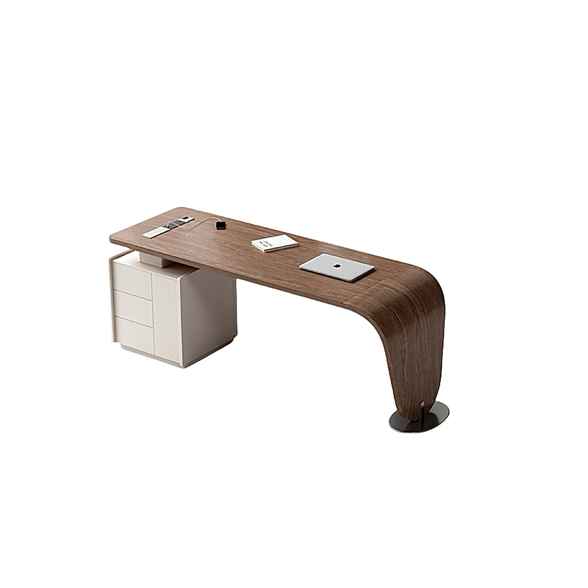 Isla Hopping Mid-Century Modern Brown and White Patchwork Office Desk ...