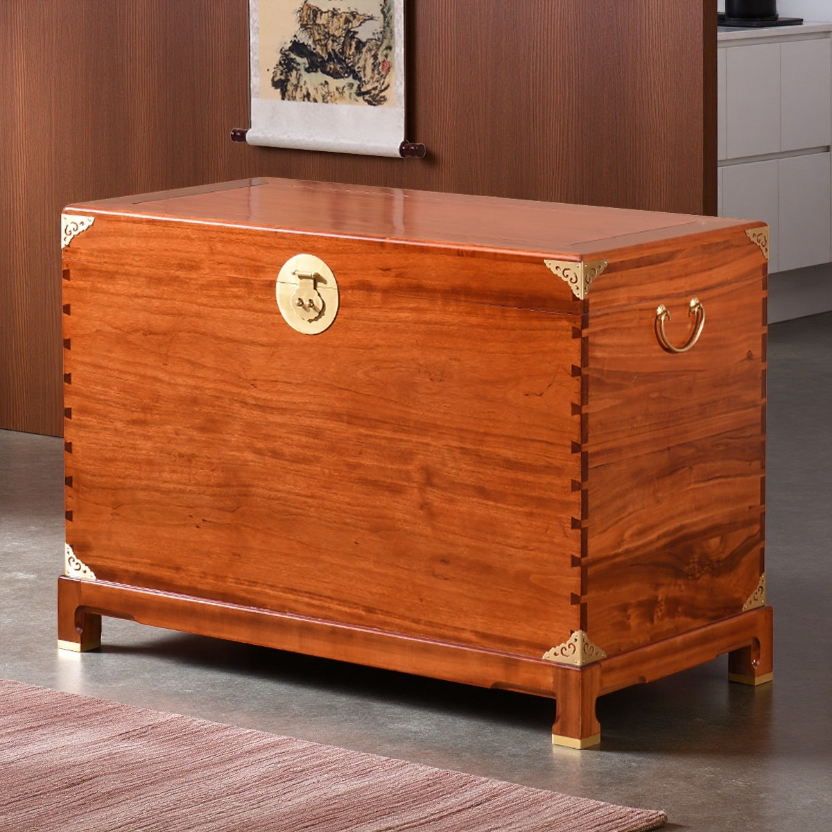 HUGESTO Classical Premium Large Solid Wood Accent Trunk | Wayfair