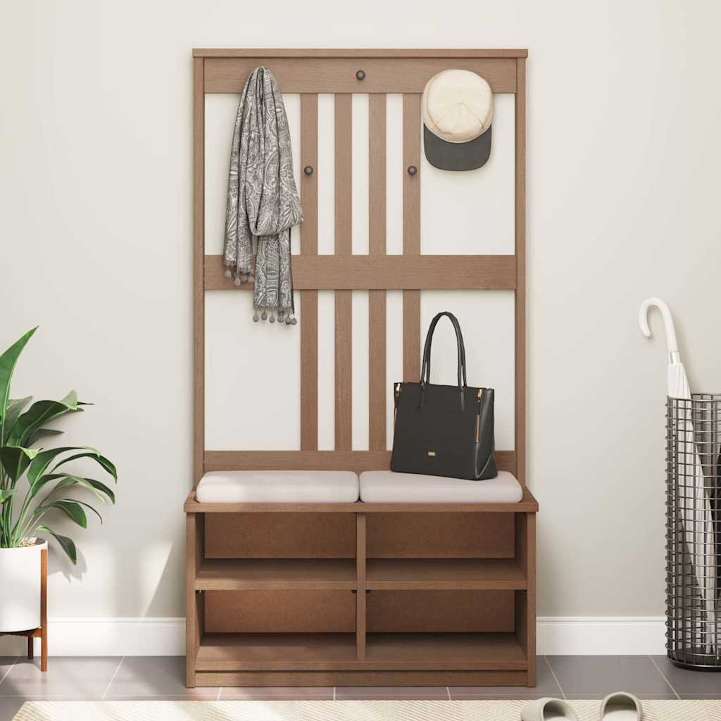 Brayden Studio Hall Tree SANDNES 87X40x159.5 Cm Solid Wood Pine ...
