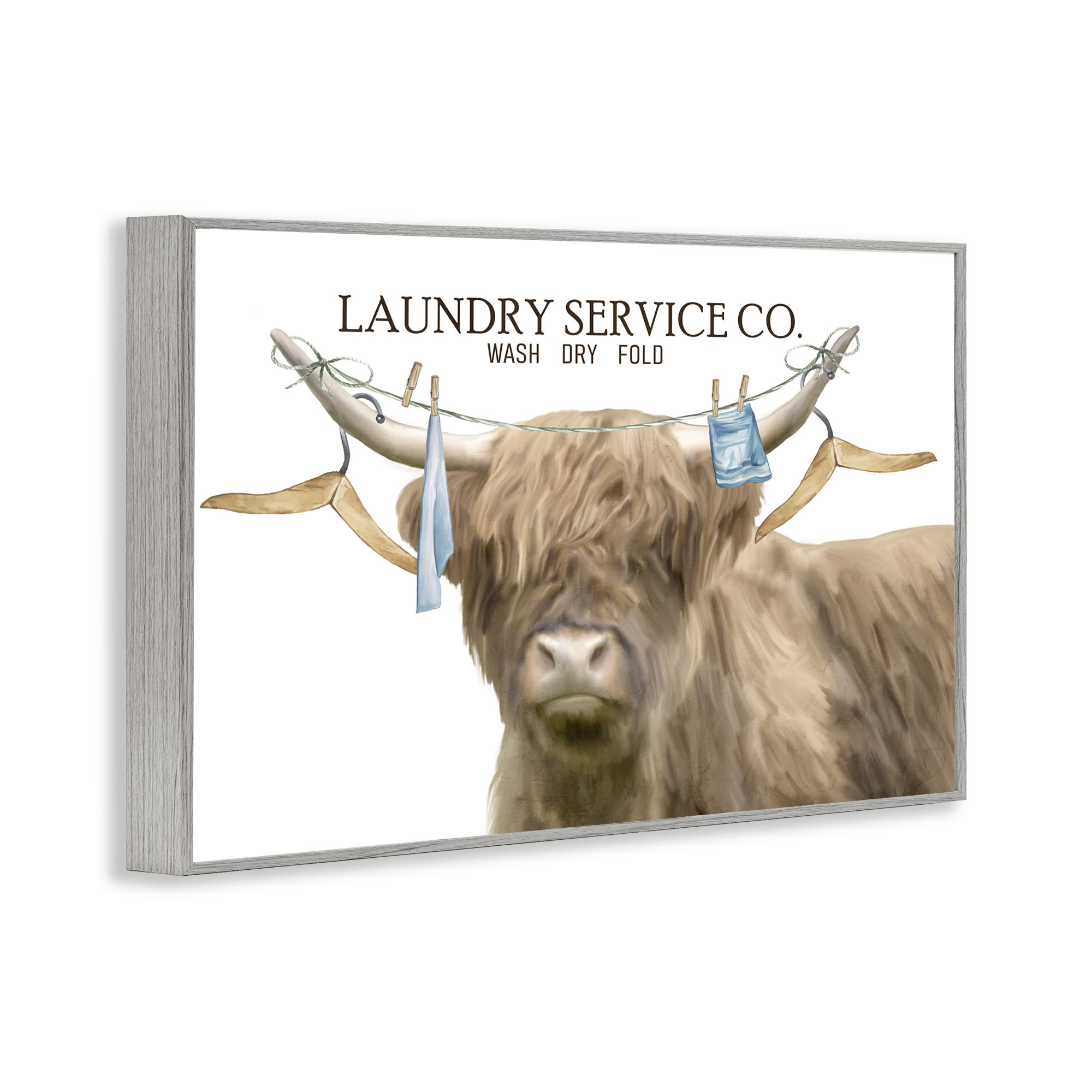 Ophelia & Co. Laundry Service Cattle Framed Giclee, design by Kim Allen ...